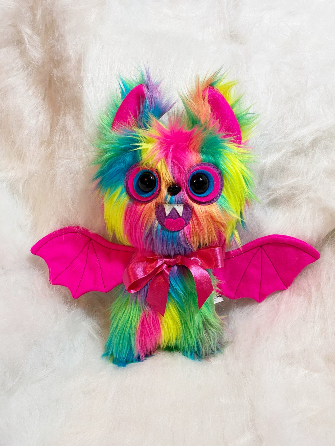 Rainbow Bat Plush - Bat Plushies - Colourful Art Toys - Weird Stuffed ...