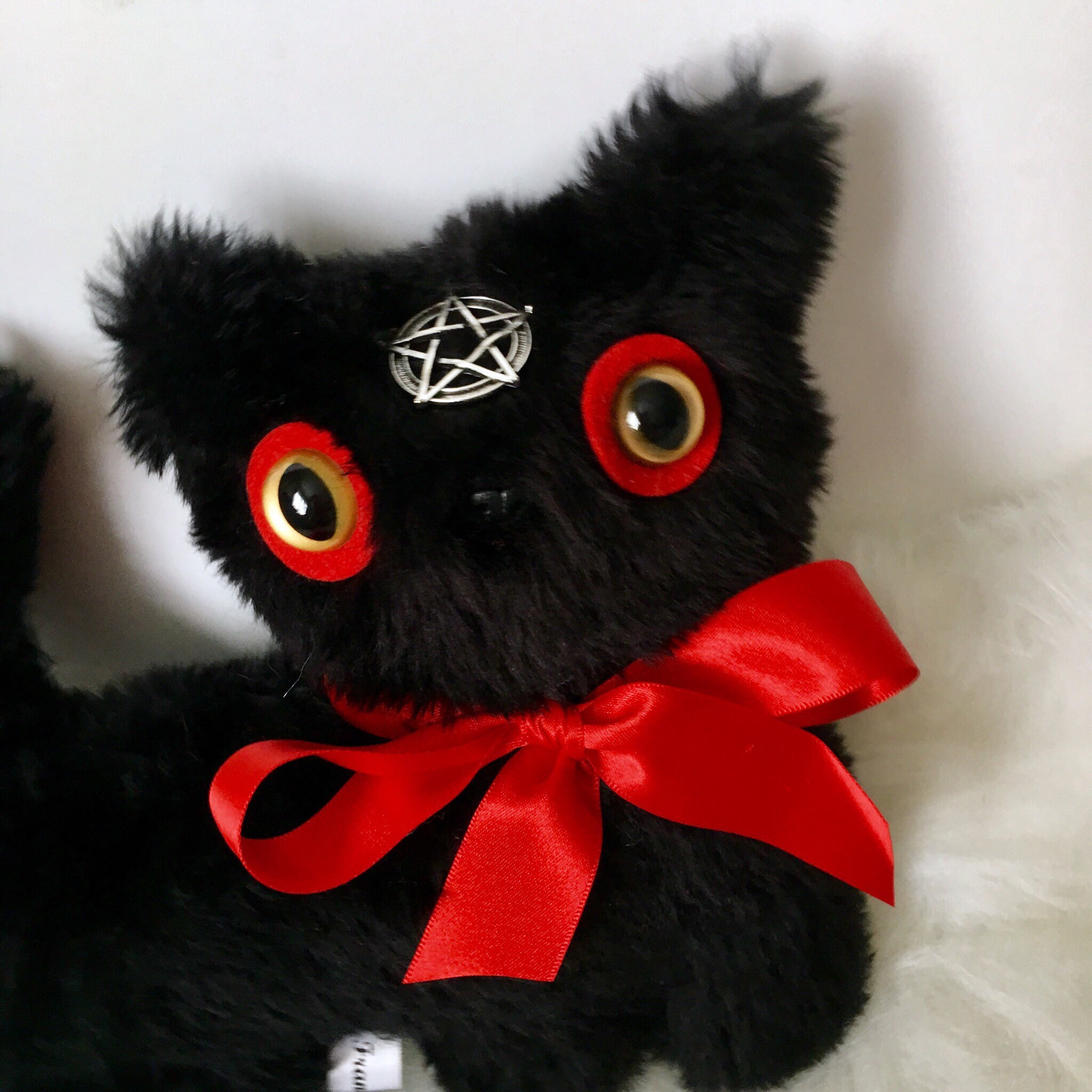 Pentagrama Gato Negro Peluche Juguete OOAK Art Doll Kawaii - Etsy España