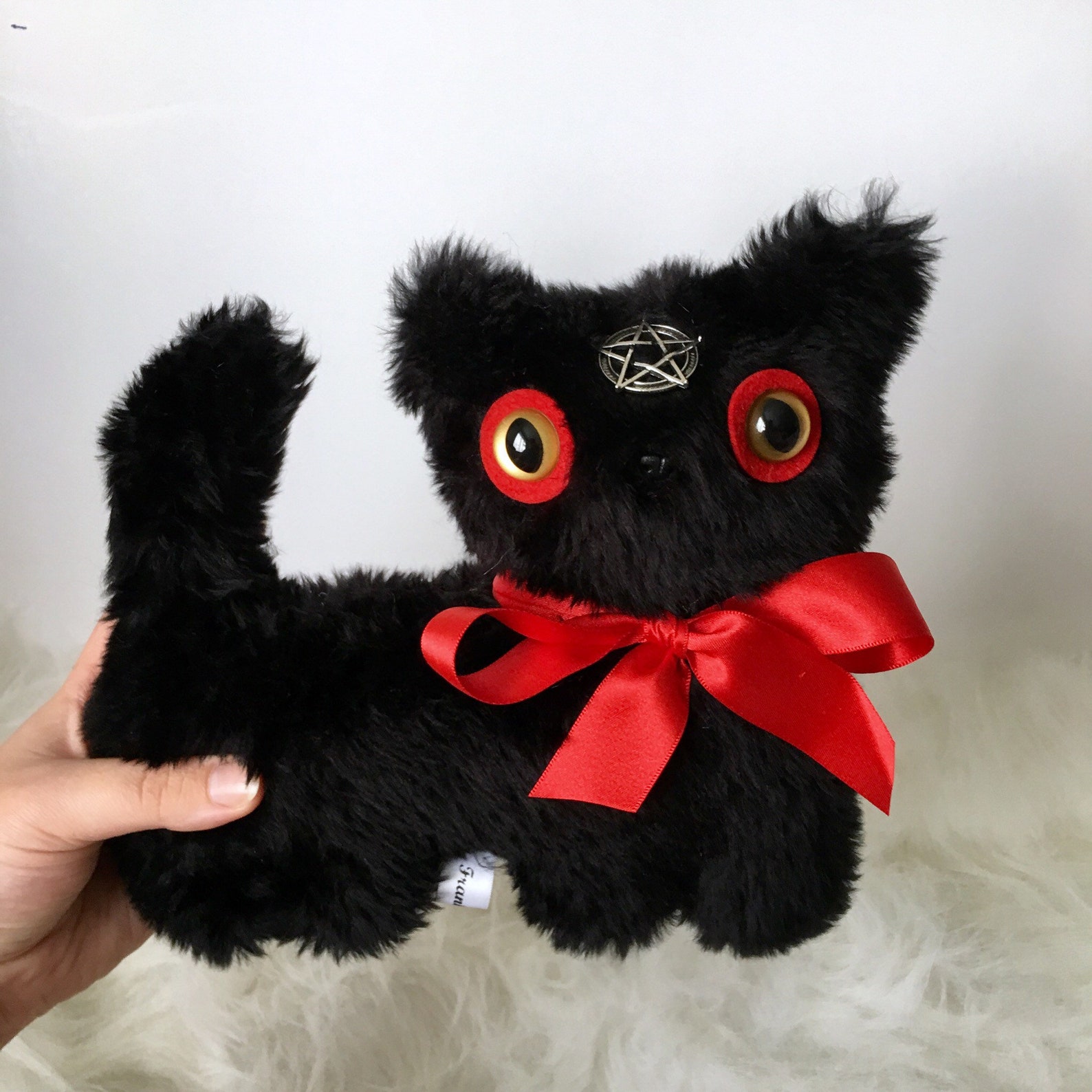 Pentagrama Gato Negro Peluche Juguete OOAK Art Doll Kawaii - Etsy España