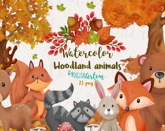 Birthday Party Animals Clipart Clip Art Forest Woodland - Etsy