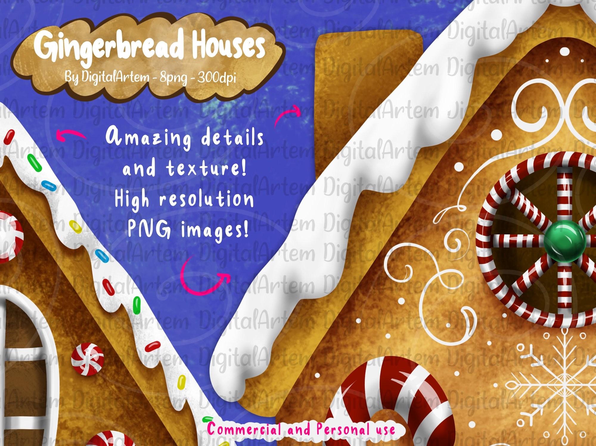 Gingerbread Houses Clipart Watercolor Gingerbread House - Etsy