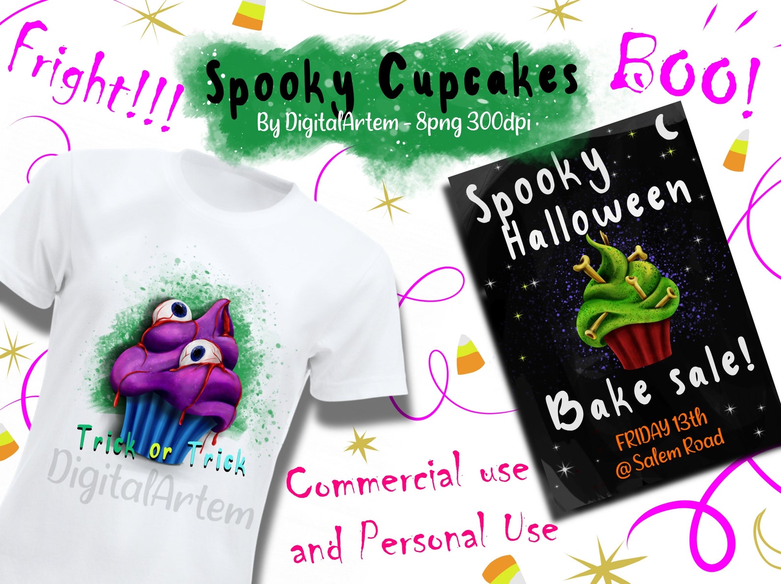 Spooky Halloween Cupcakes Clipart Halloween Deserts Clipart | Etsy