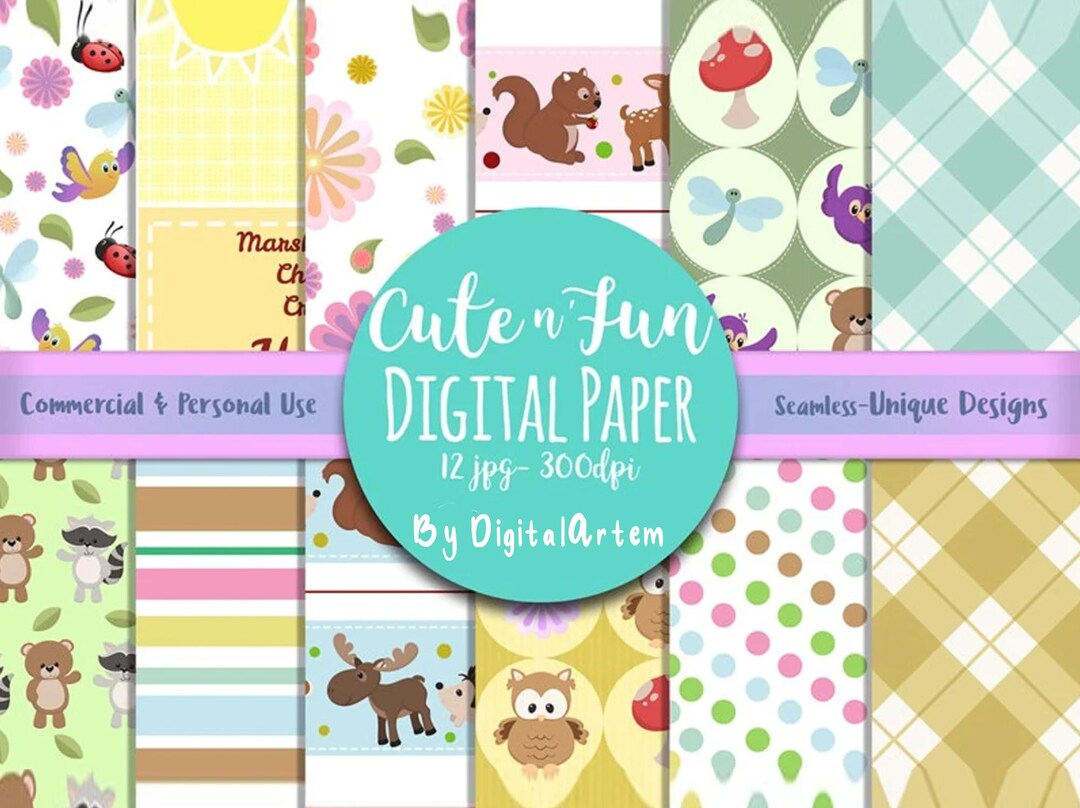 Cute and Fun- Seamless Digital Paper- Colorful Paper - Patterned Paper ...