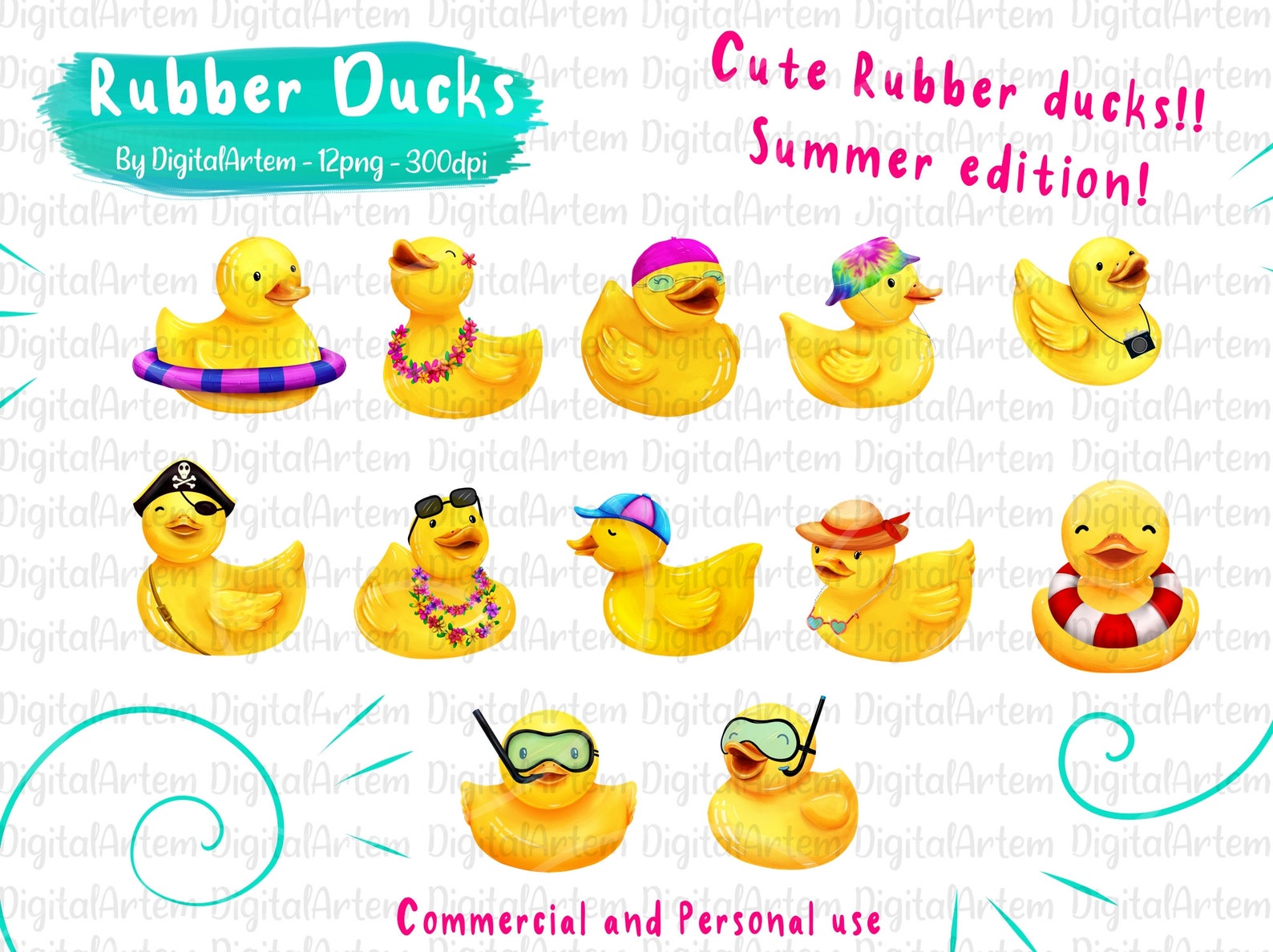 Rubber Ducks Clipart Yellow Ducks Clipart Cute Rubber Ducks - Etsy