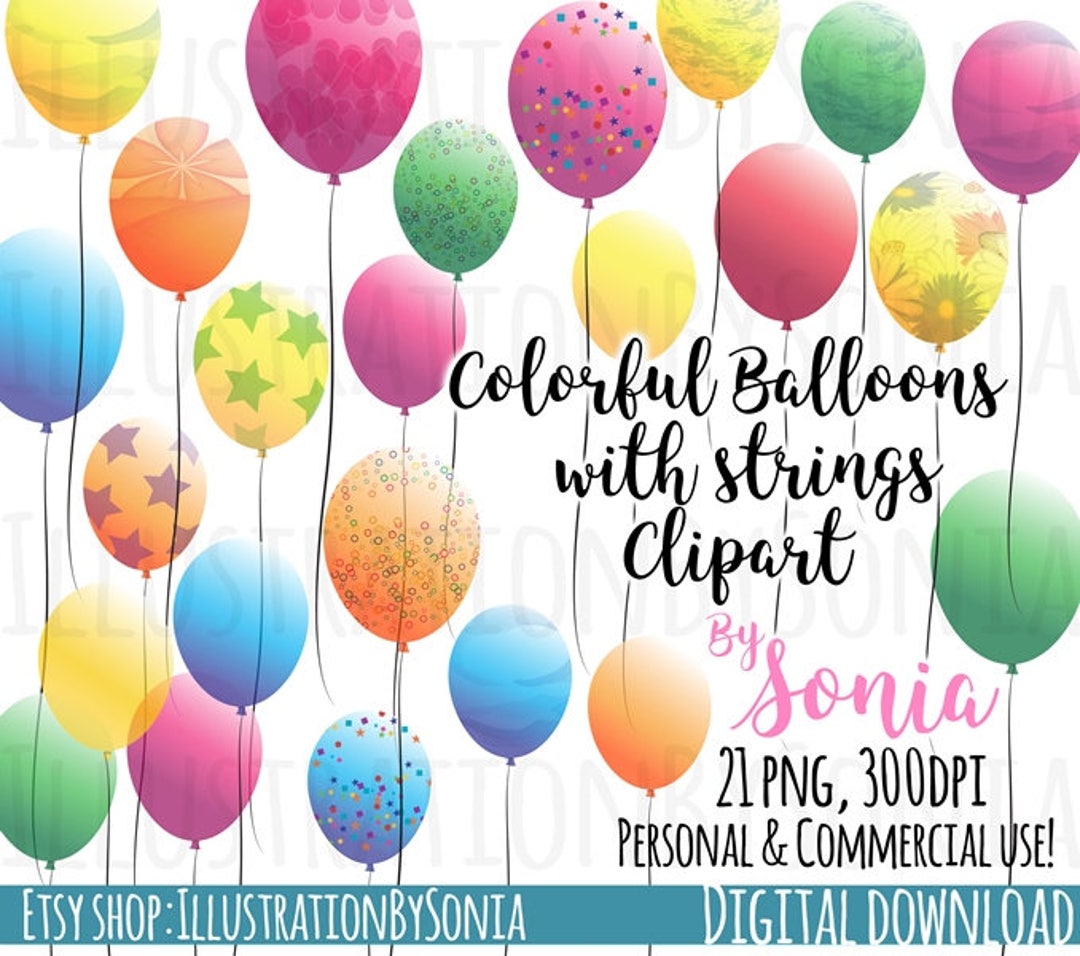 Balloon Clipart colorful Balloons cute Balloons With Strings Party ...