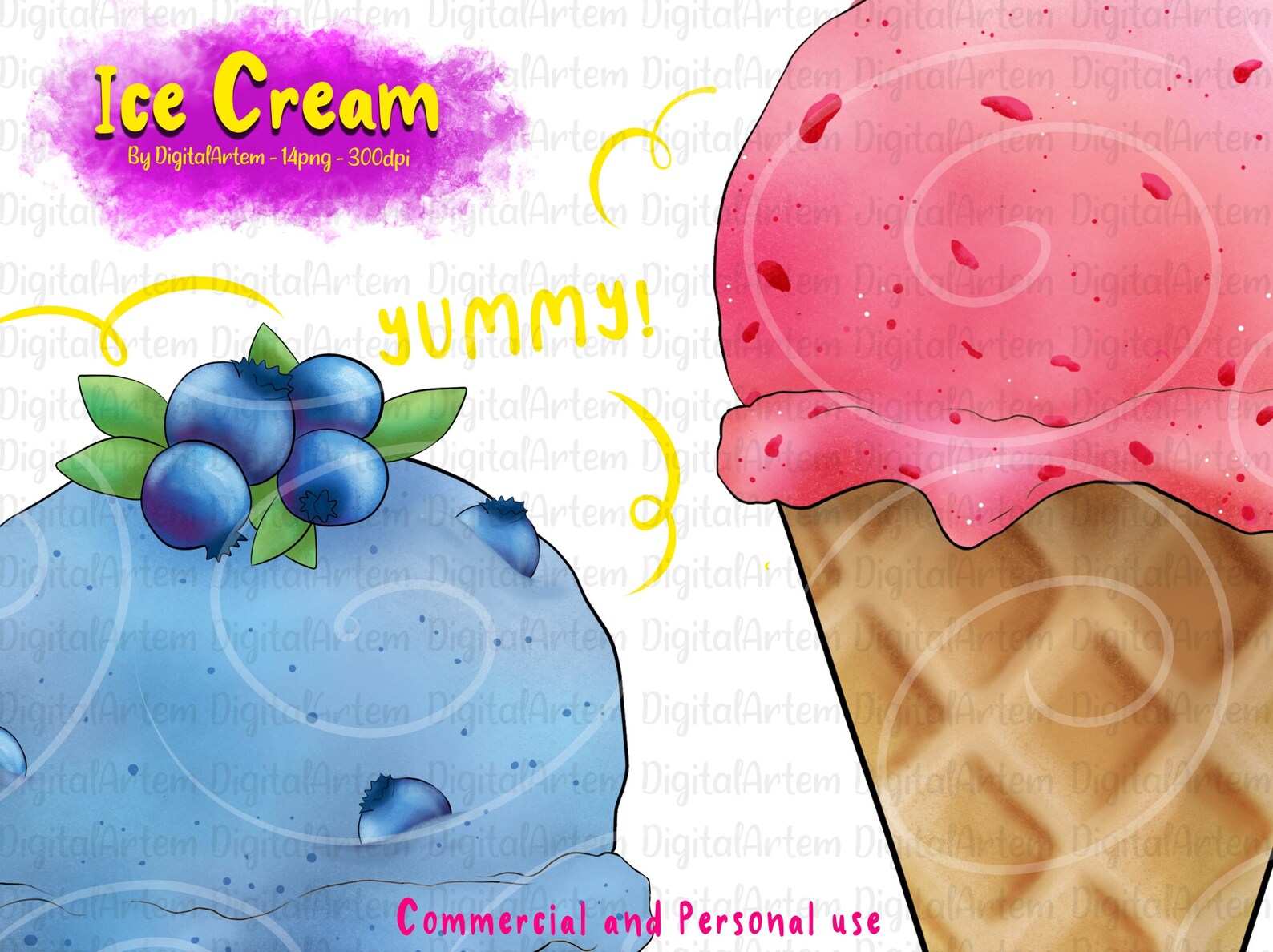 Ice Cream Clipart Set Summer Treats Clipart Ice Cream Cone - Etsy