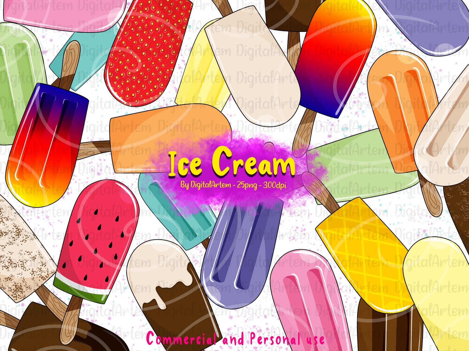 Popsicle Clipart Set Rainbow Ice Cream Popsicles Png Ice - Etsy