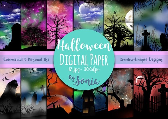 Halloween Background Scene DIGITAL Paper Halloween Creepy | Etsy