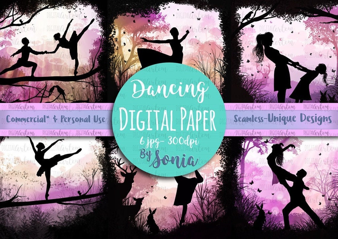 Valentine Background Romantic Dancing Scenes DIGITAL PAPER - Etsy