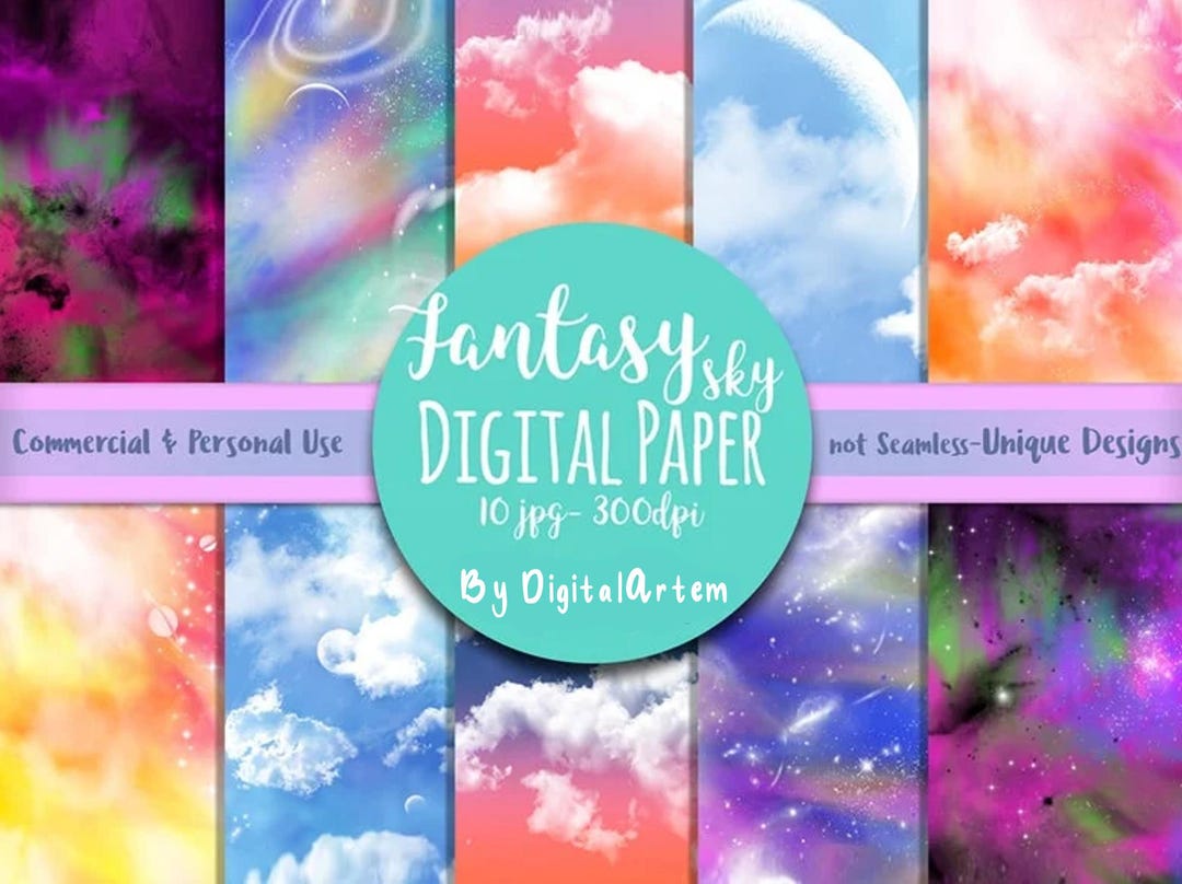 Digital Paper -fantasy Sky Patterned Paper - Night Sky -stars - Galaxy ...