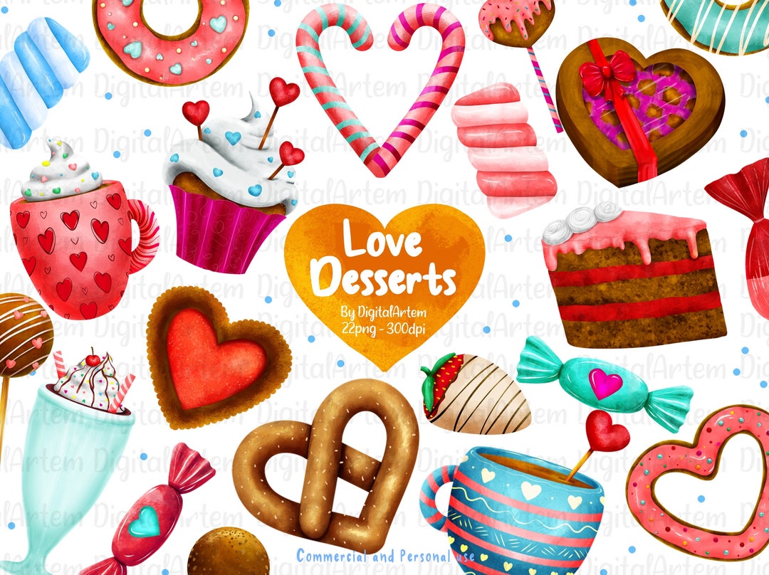 Sweet Desserts Clipart Watercolor Desserts Clipart Sweets Clipart ...