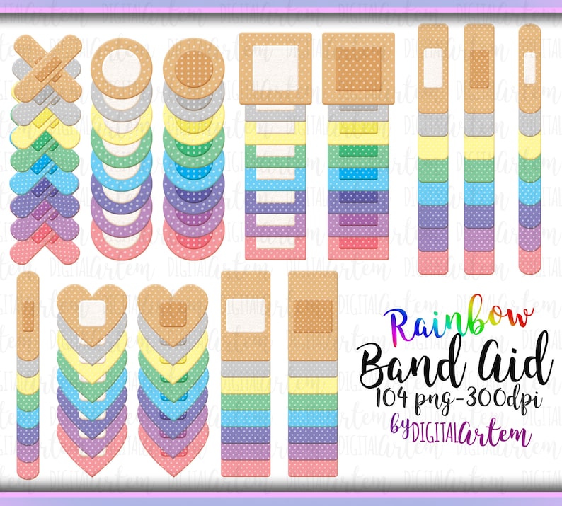Band Aid Clipart - Rainbow Band Aid Clip Art - Realistic Band Aid ...