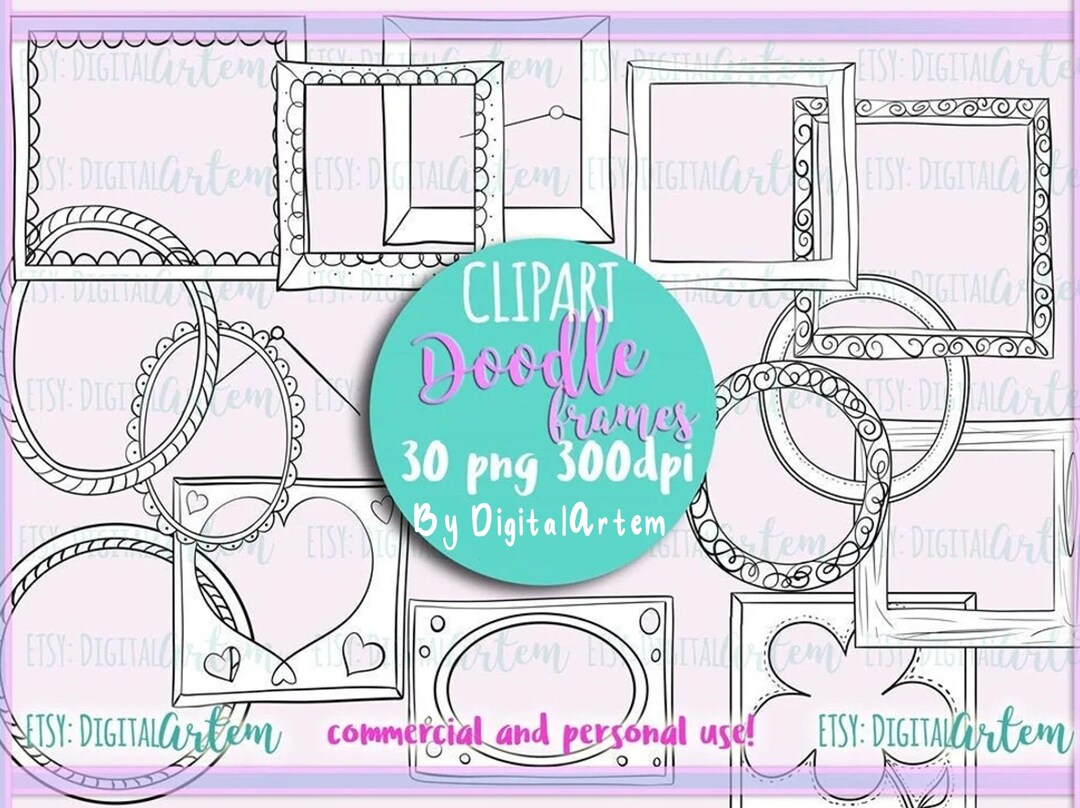 Doodle Frames - Digital Scrapbooking - Cute Frames - Collage Frames ...