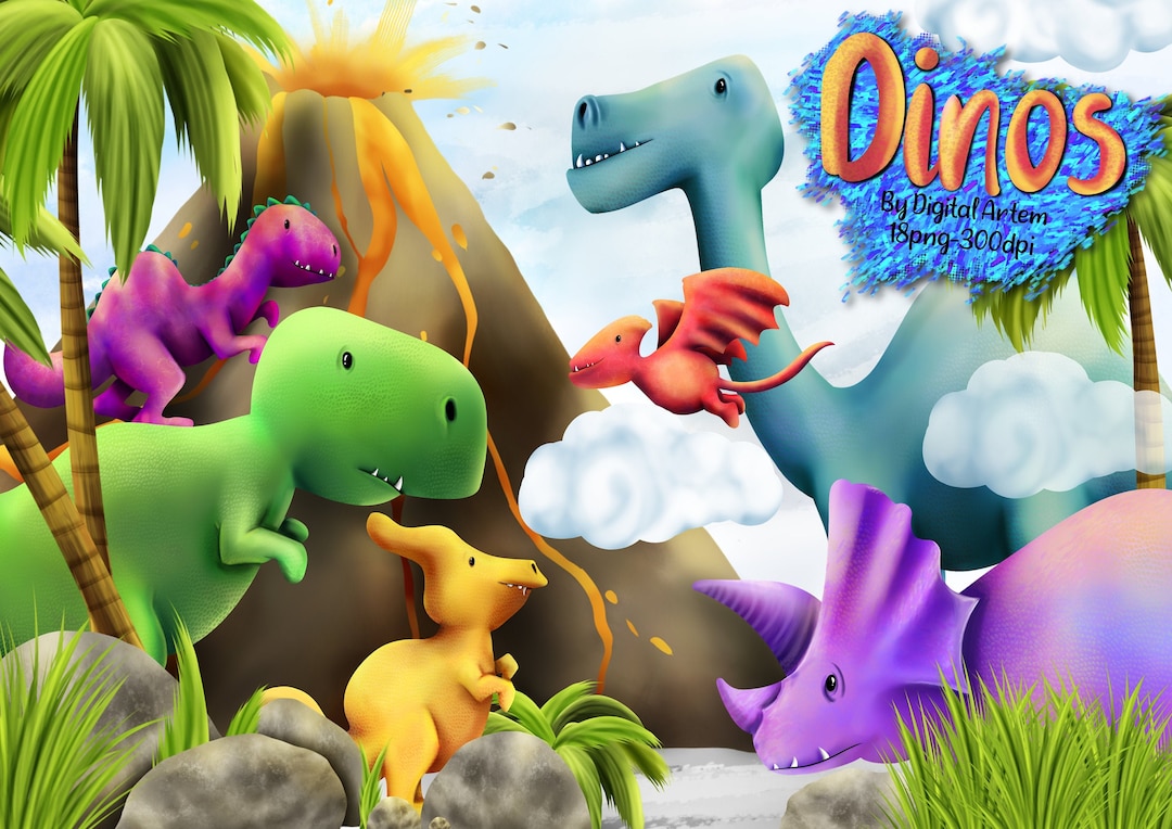Dinosaur Clipart - Prehistoric Clipart - T-rex - Triceratops ...