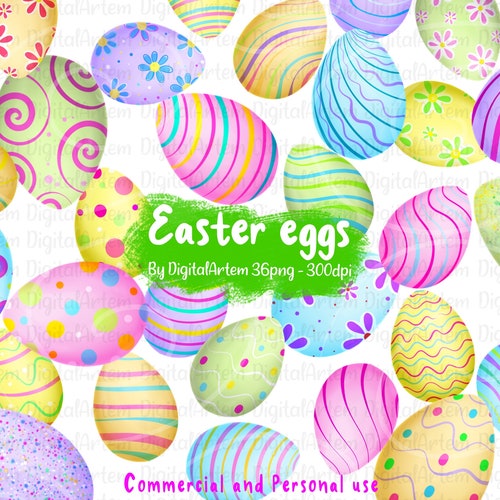 Pastel Easter Eggs Clipart Colorful Easter Eggs Clip Art - Etsy