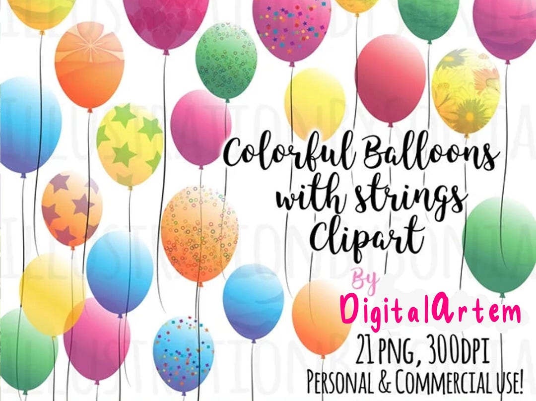 Balloon Clipart colorful Balloons cute Balloons With Strings Party ...