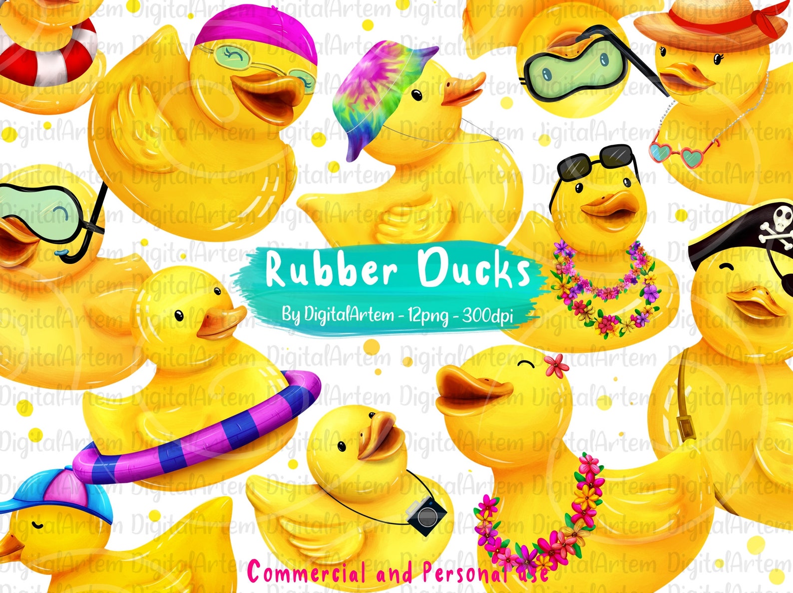 Rubber Ducks Clipart Yellow Ducks Clipart Cute Rubber Ducks - Etsy