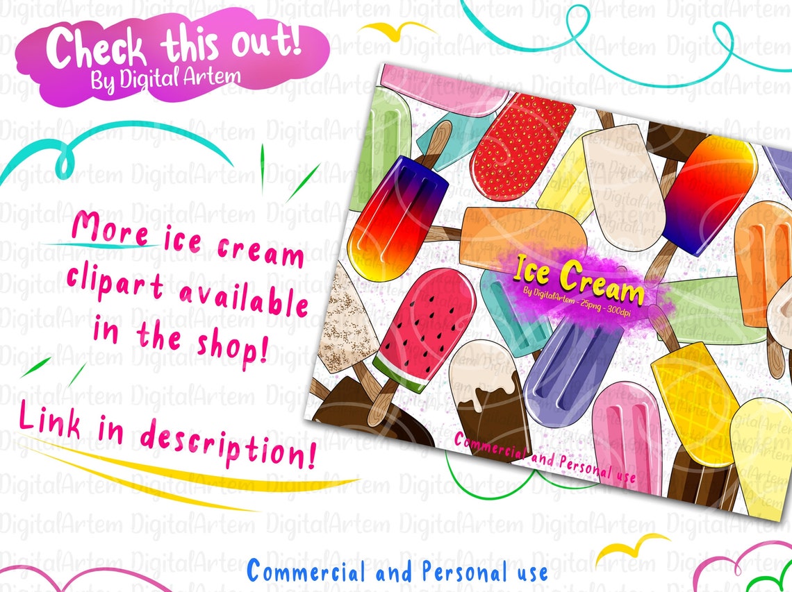 Ice Cream Clipart Set Summer Treats Clipart Ice Cream Cone - Etsy