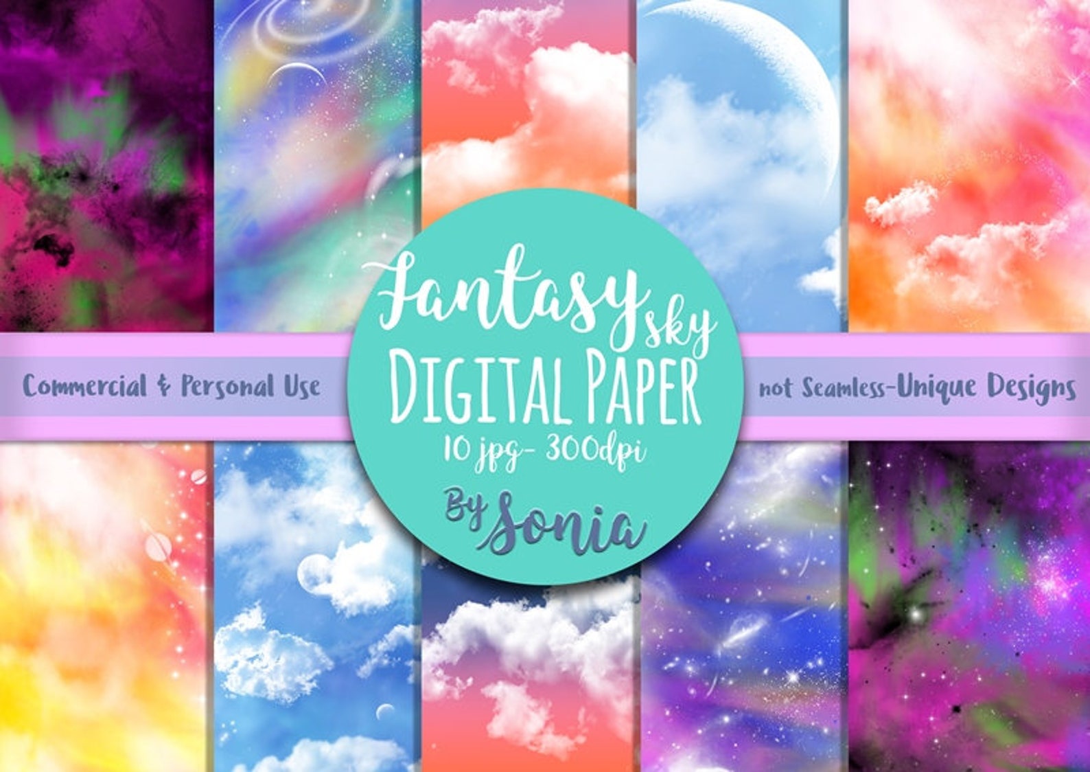Digital Paper fantasy Sky Patterned Paper Night Sky stars - Etsy