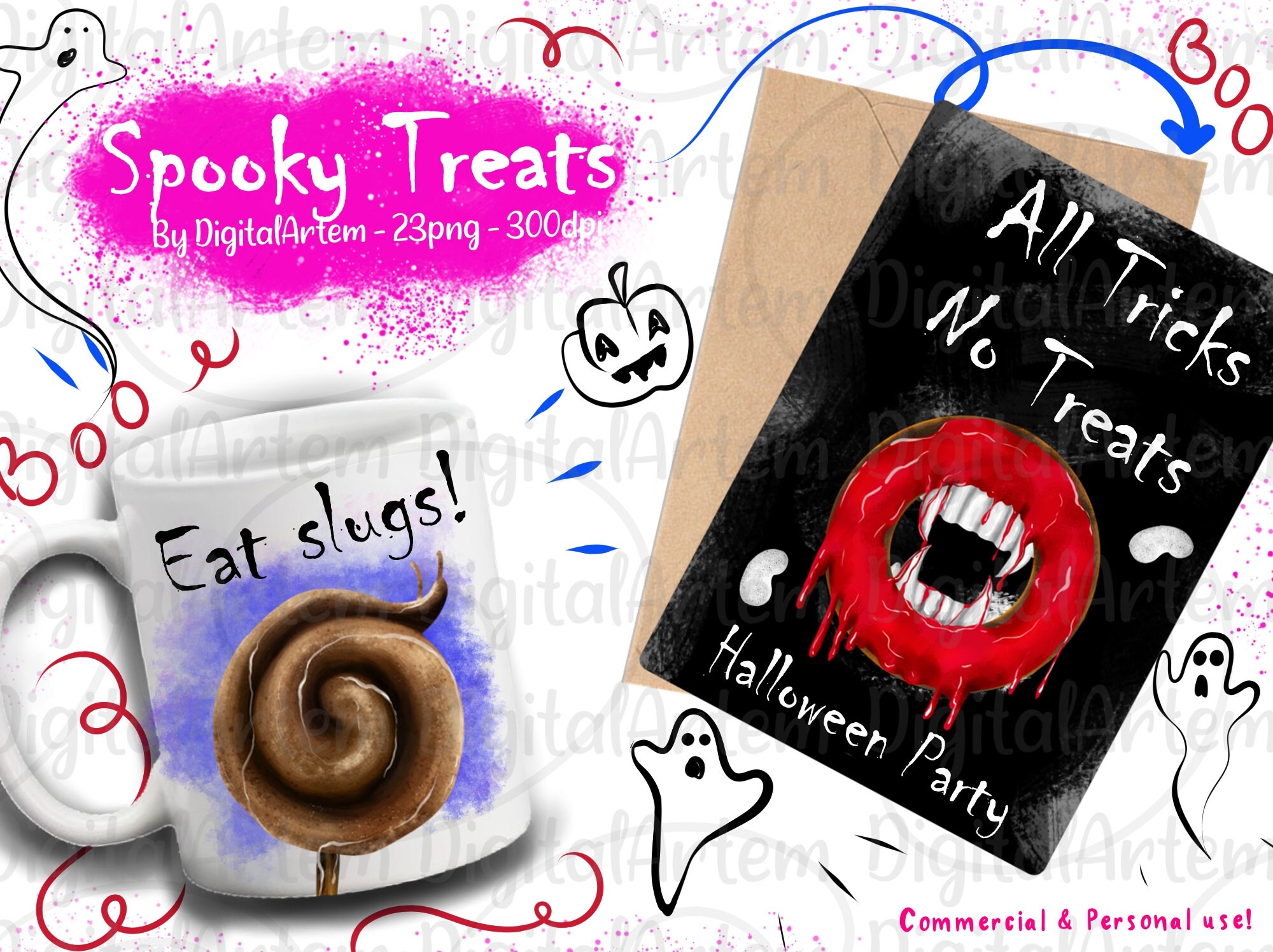 Creepy Treats Clipart spooky Sweets Clipart Halloween - Etsy