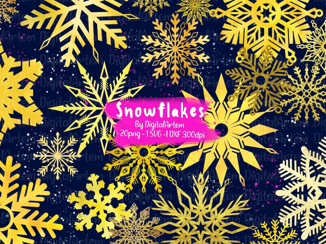 Gold Snowflakes Clipart - Glitter Gold Snowflakes -snowflake SVG, PNG ...