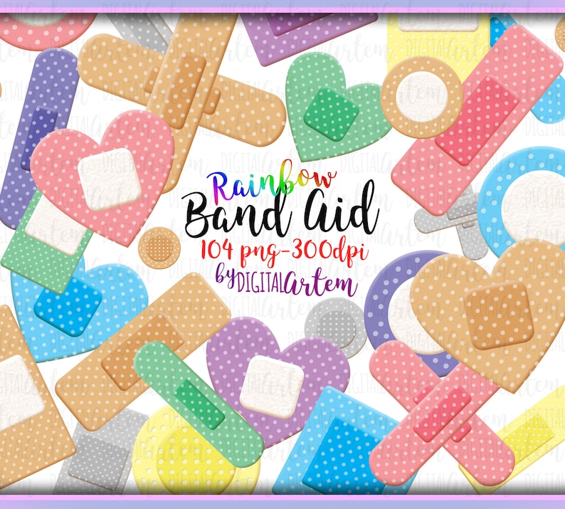 Band Aid Clipart - Rainbow Band Aid Clip Art - Realistic Band Aid ...