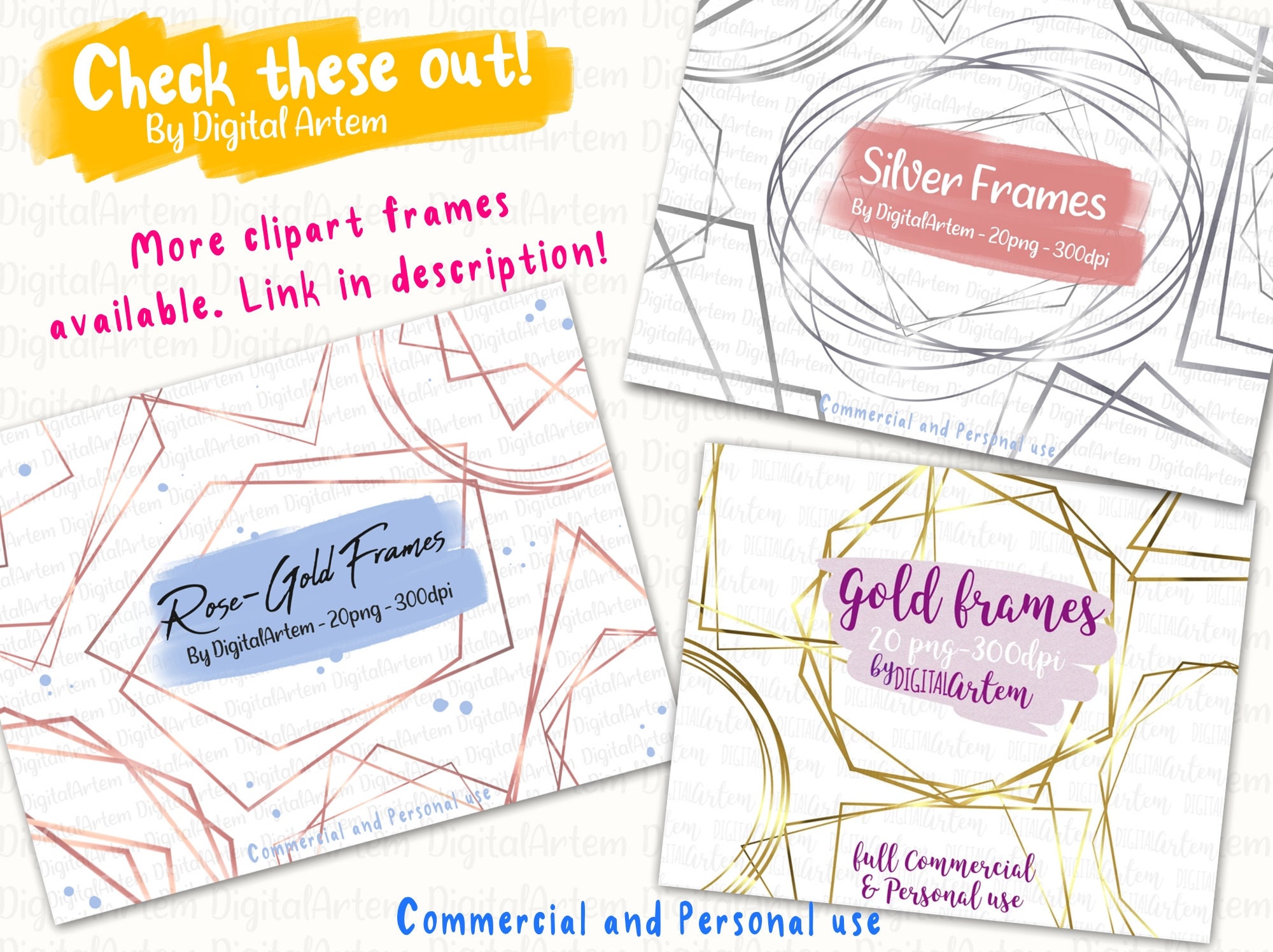 ROSE GOLD Frames Clipart Rose Gold Geometric Frames Clip Art - Etsy