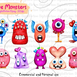 Cute Valentine Monsters Clipart Love Monsters Cute Monster Clipart ...