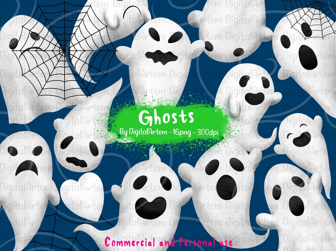 Ghost Clipart Cute Ghost Clipart Set Halloween Clipart Haunting Clipart ...