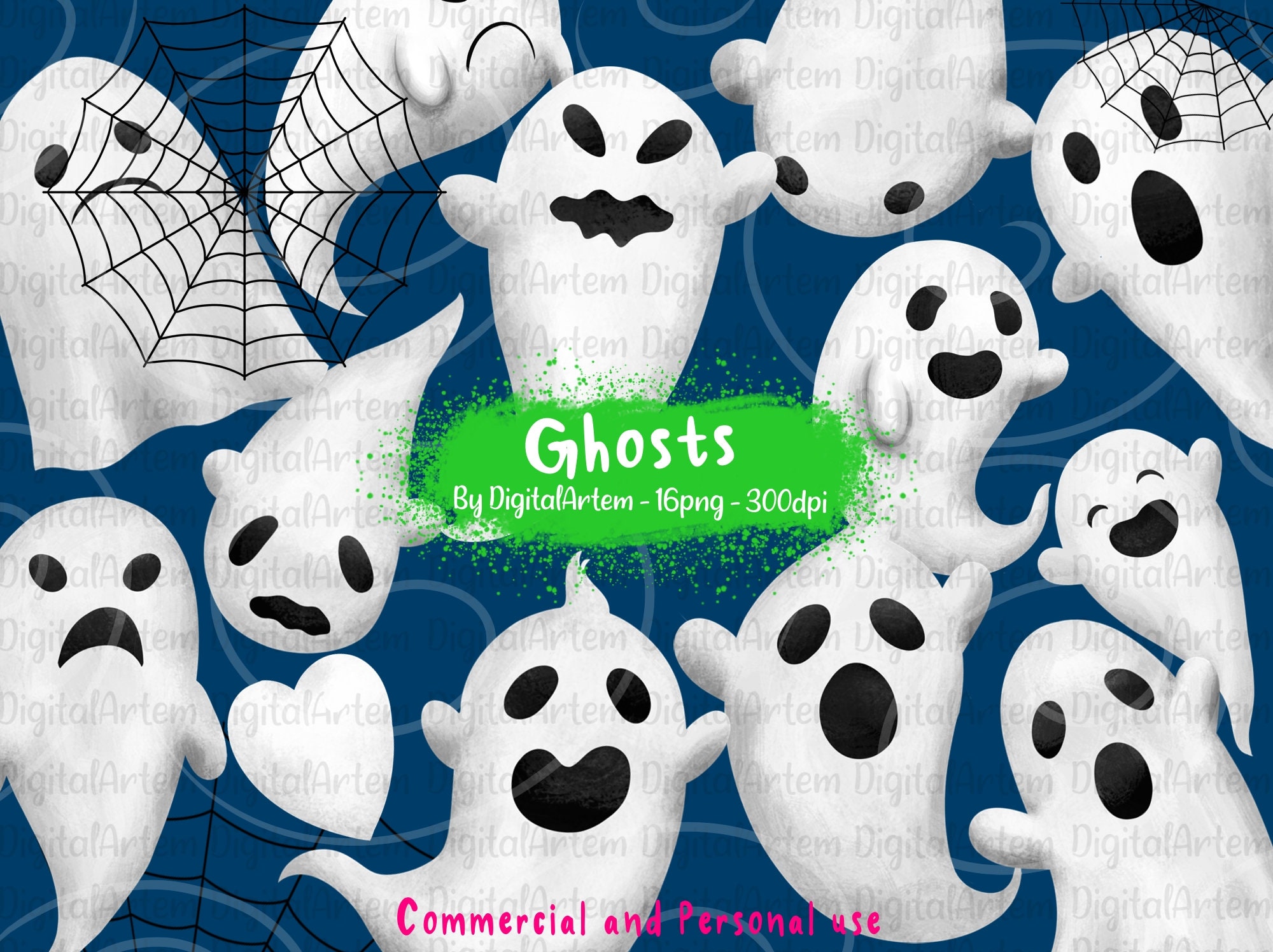 Ghost Clipart Cute Ghost Clipart Set Halloween Clipart - Etsy UK