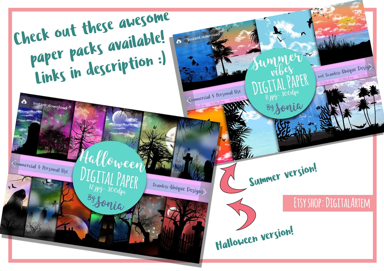 Seamless Desert Sunset Scenes - Seamless Digital Papers- Desert - Sand ...