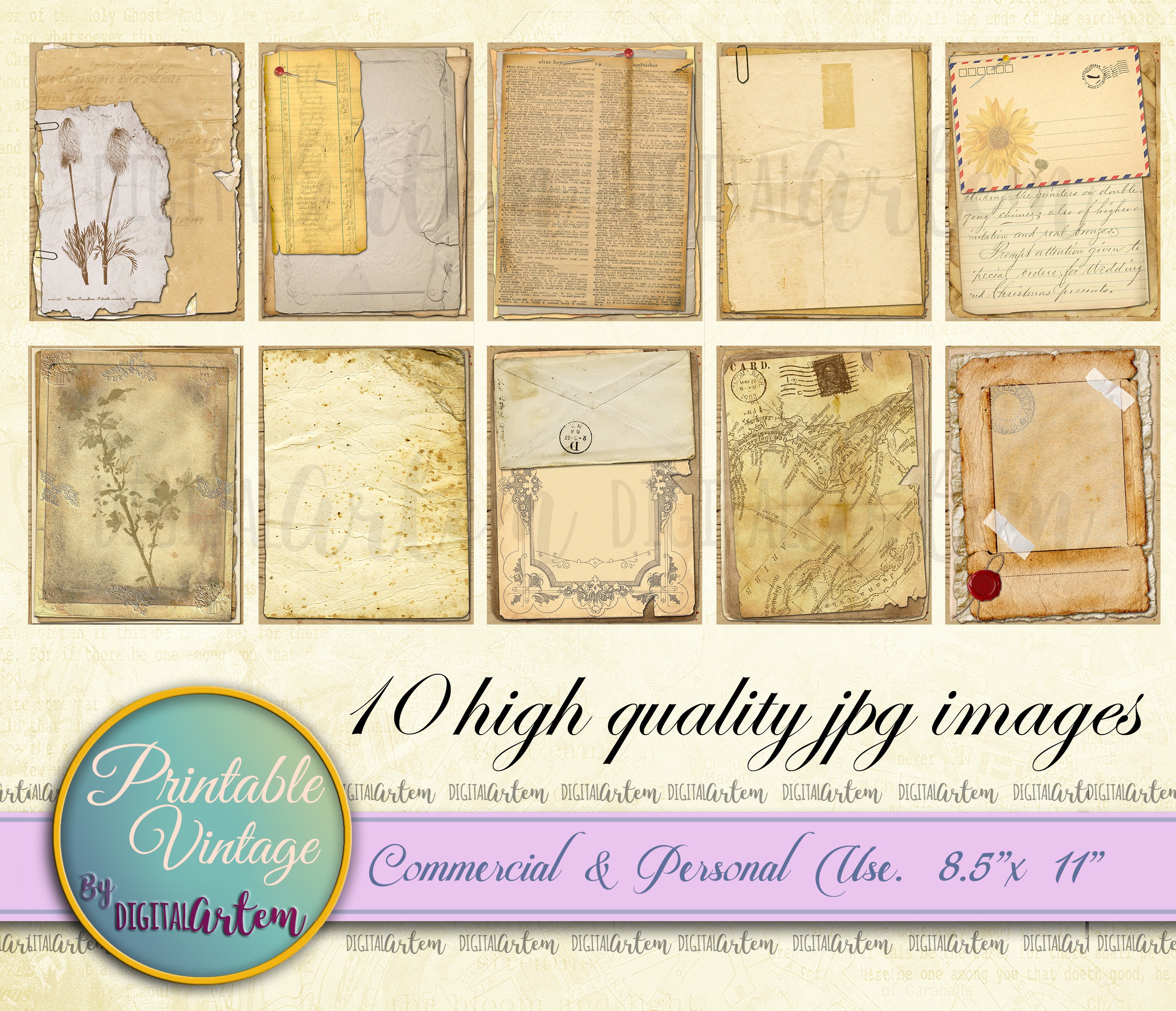 Layered Vintage Paper Printable Vintage Papers Ephemera - Etsy