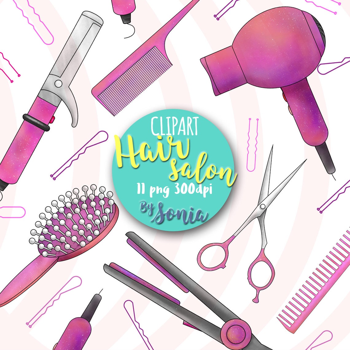 Hair Salon Clipart Hairdresser Clipart Beauty Spa Comb | Etsy