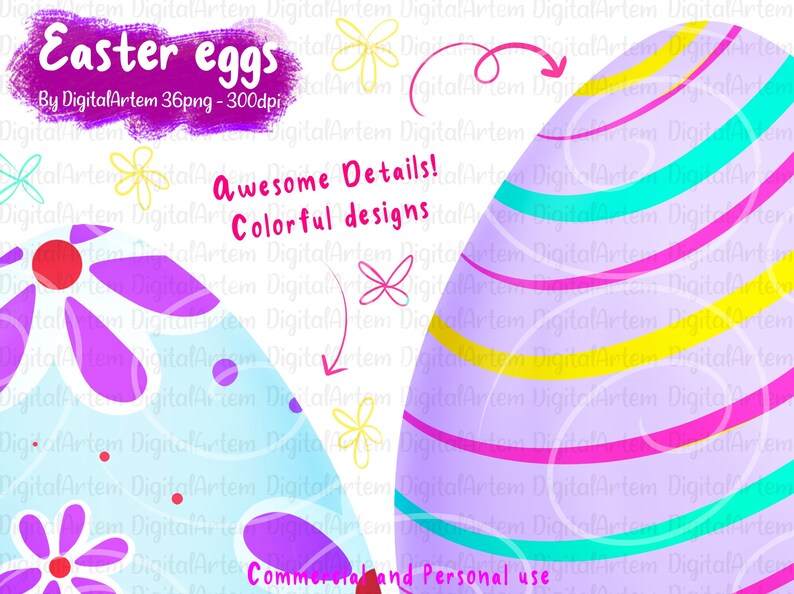 Pastel Easter Eggs Clipart Colorful Easter Eggs Clip Art - Etsy