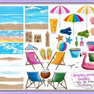 Beach Clipart -mega Summer Clipart Bundle- Scene Builder Clipart - Clip ...