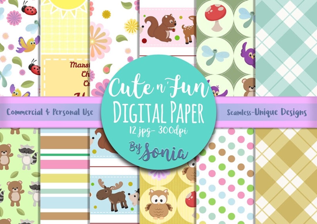 Cute and Fun Seamless Digital Paper Colorful Paper Patterned Paper ...