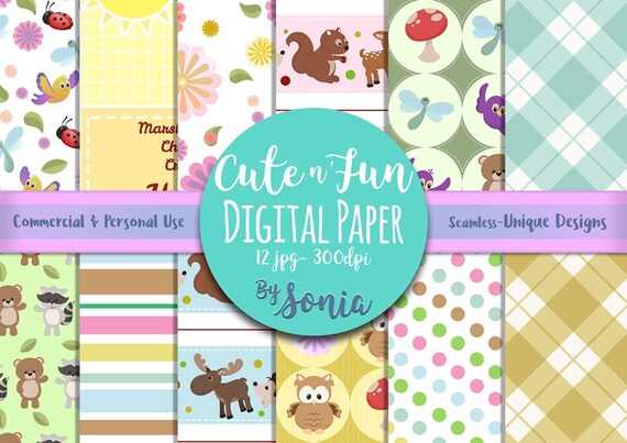 Cute and Fun Seamless Digital Paper Colorful Paper | Etsy
