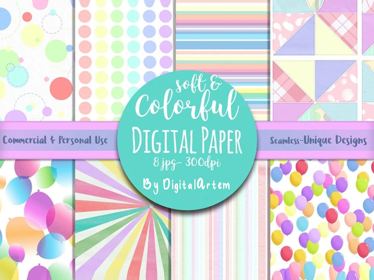 Soft & Colorful Digital Paper- Seamless -party Paper -patterned Paper ...