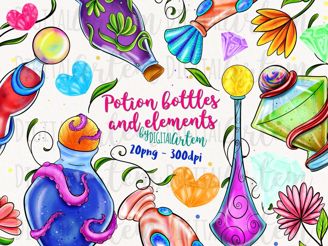 Potion Bottles Clipart Commercial Use Digital Download Potions bottle ...