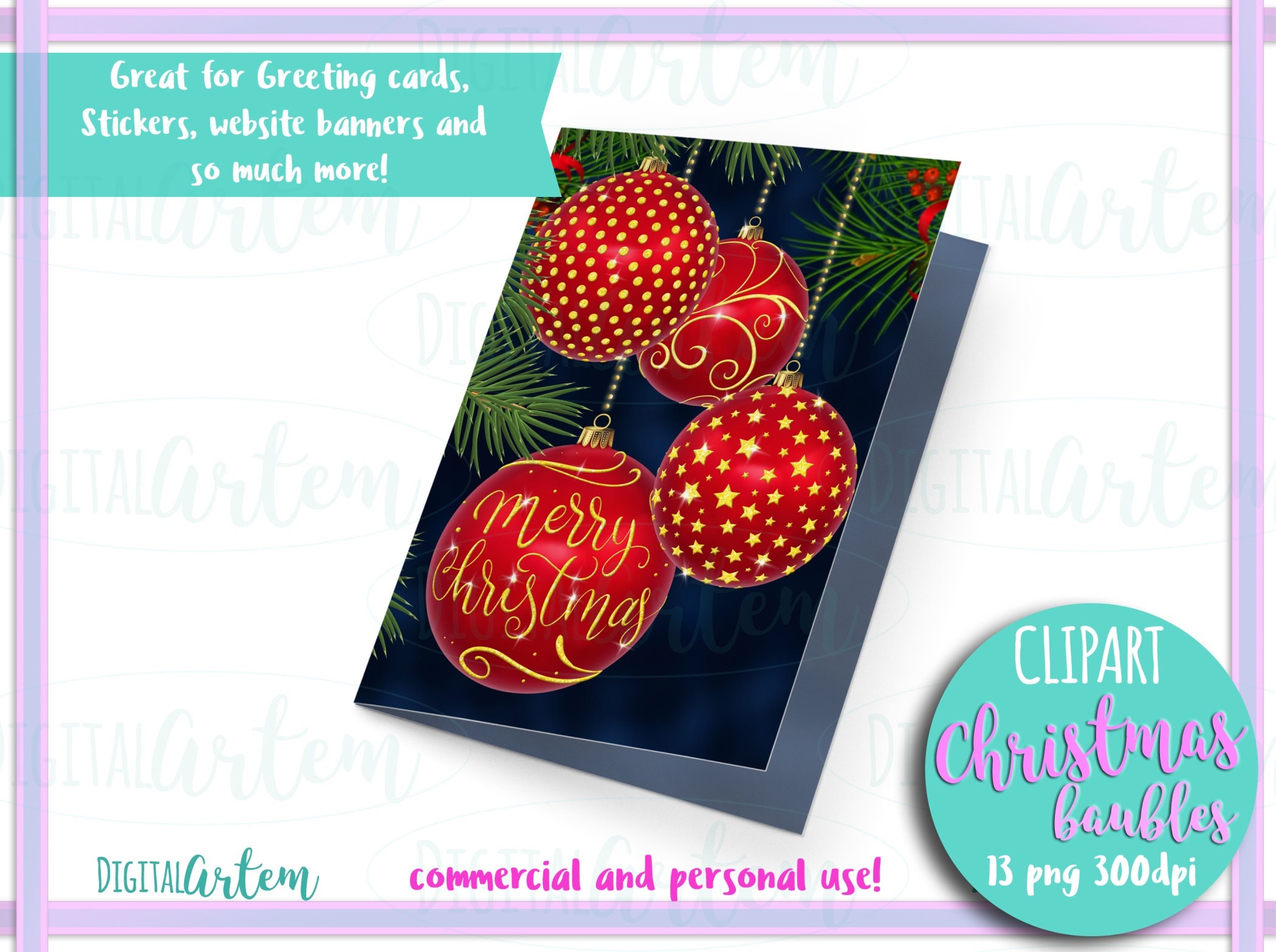 Red and Gold Christmas Balls Clip Art 3D Christmas Ornaments - Etsy