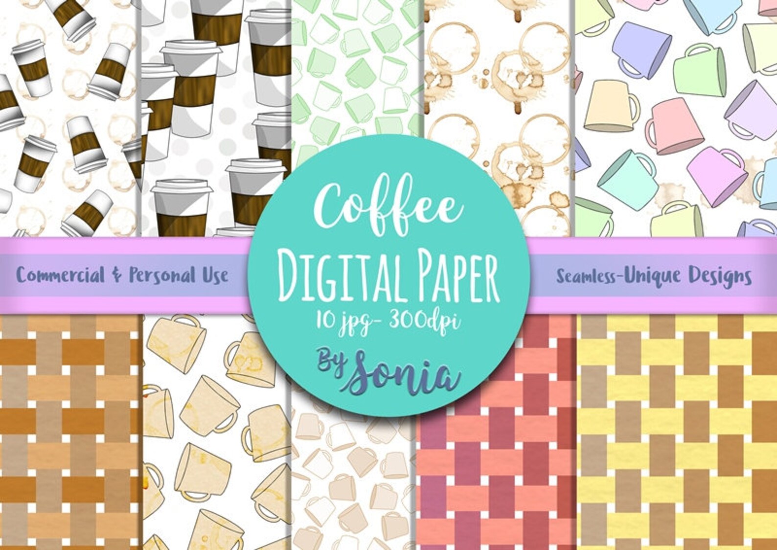 Cute Coffee Theme-instant Download-seamless Digital | Etsy