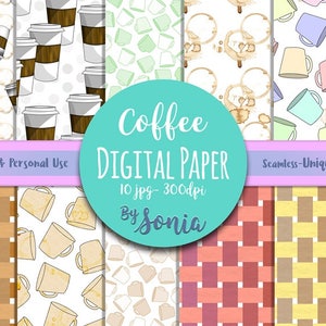 Cute Coffee Theme-instant Download-seamless Digital Paper-colorful ...