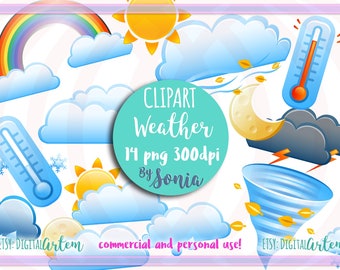 Watercolor Weather Clip Art Watercolour Rainbow Art Download Commercial ...