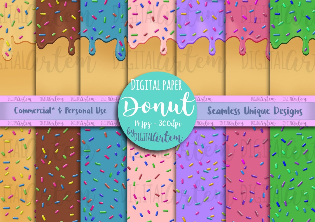 Donut Drip Digital Paper Sweets Digital Paper Donut Borders Donut ...