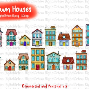 Town Houses Clipart Set - Town Clipart - Village Clipart - House ...