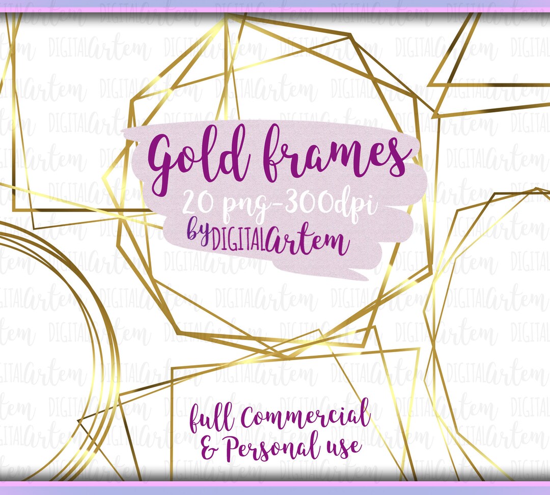 Gold Frames Clipart- Geometric Gold Frames Clip Art - Luxury Gold ...