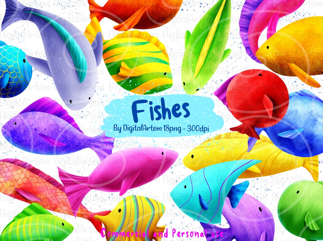 Colorful Fish Clipart - Underwater Clipart - Clown Fish Clipart ...