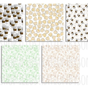 Cute Coffee Theme-instant Download-seamless Digital Paper-colorful ...