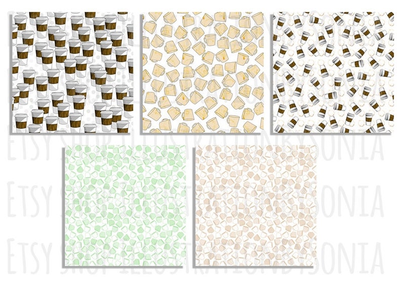 Cute Coffee Theme-instant Download-seamless Digital | Etsy