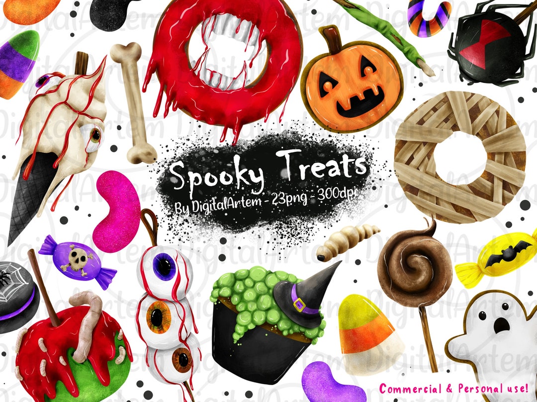 Creepy Treats Clipart -spooky Sweets Clipart - Halloween Sweets Clipart ...